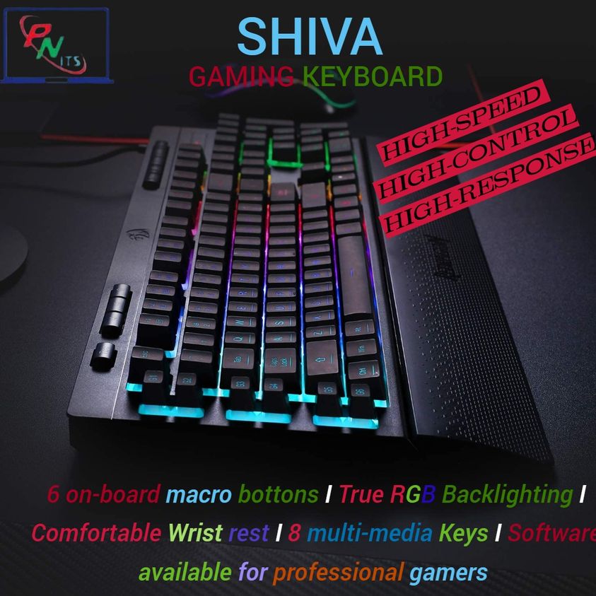 Redragon K512 SHIVA RGB Membrane Gaming Keyboard with Multimedia Keys,