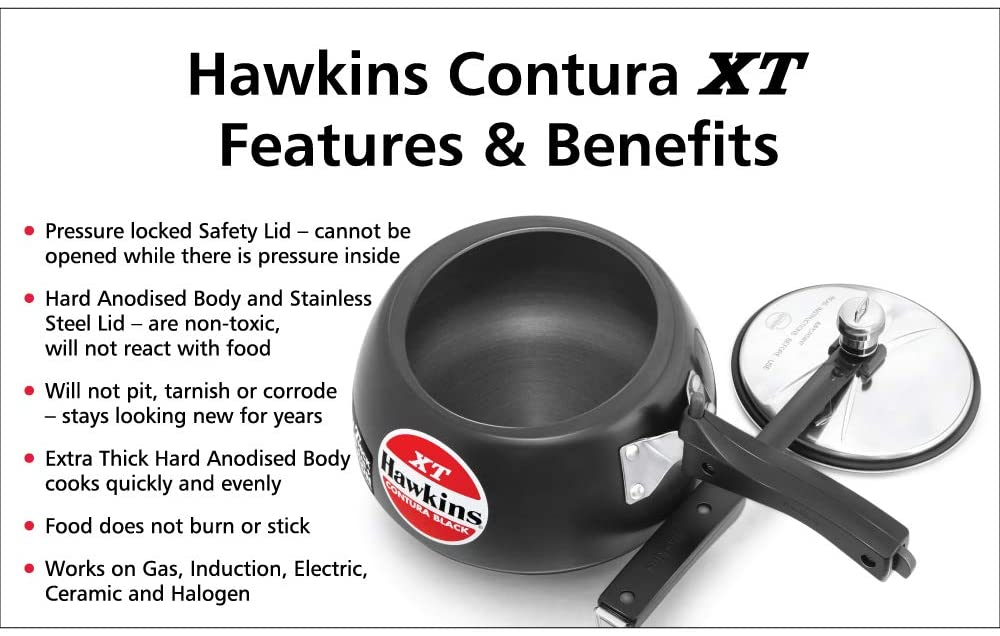 Hawkins CXT20 Pressure Cookers, 2 Liter, Black
