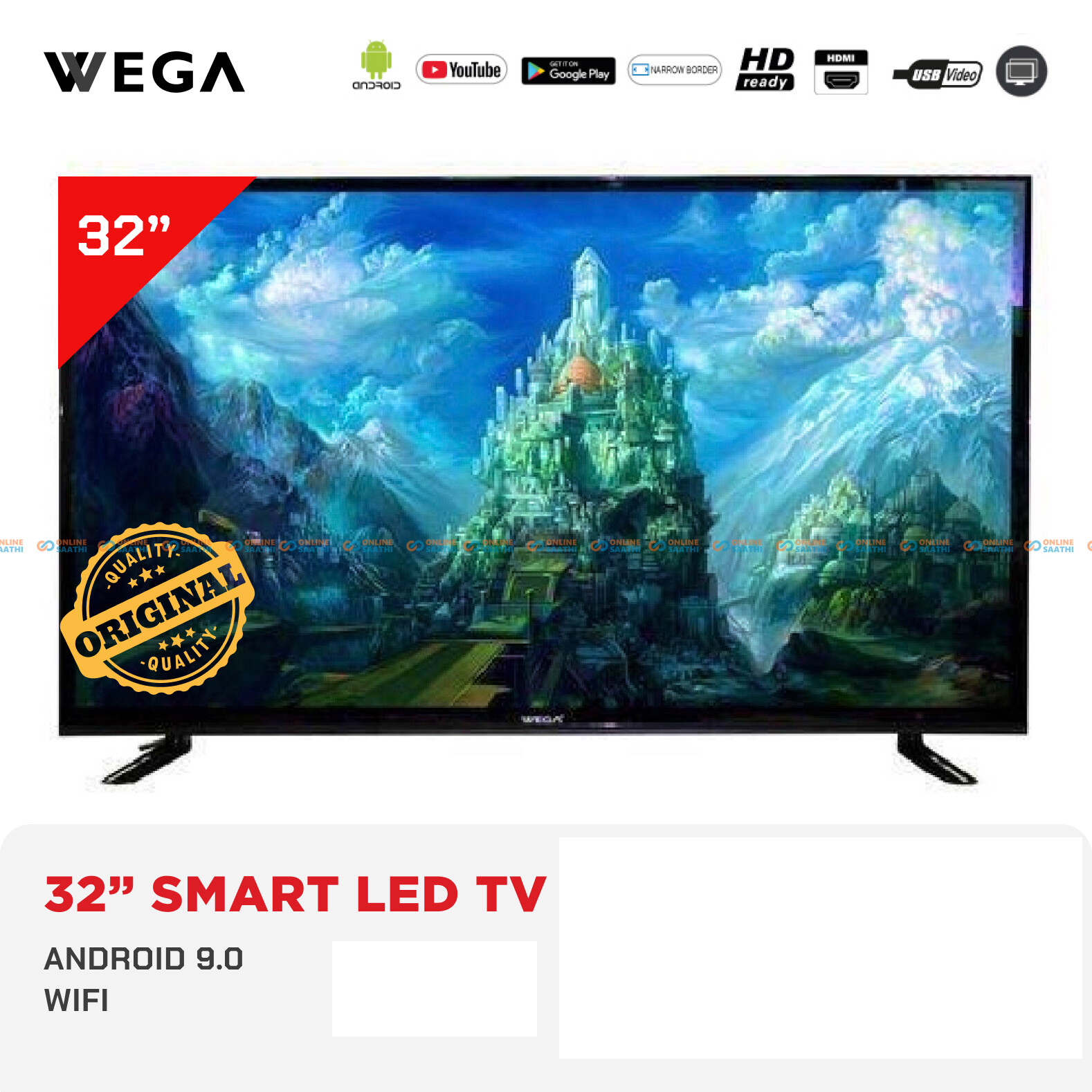 WEGA 32" Smart HD LED TV With 8GB ROM